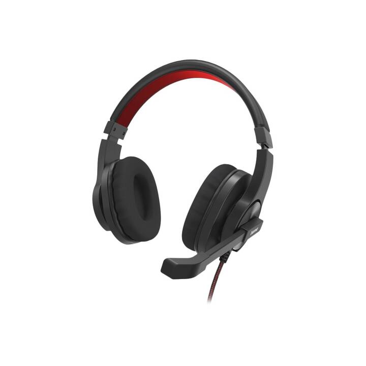 HAMA Casque micro de bureau HS-USB400 V2 (Over-Ear, Câble, Noir, Rouge ...