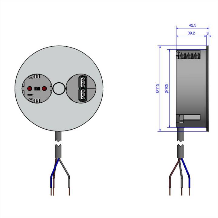 BACHMANN Steckdosenleiste Twist (CEE 7/3 / CEE 7/7, 2 m, Schwarz, Weiss ...