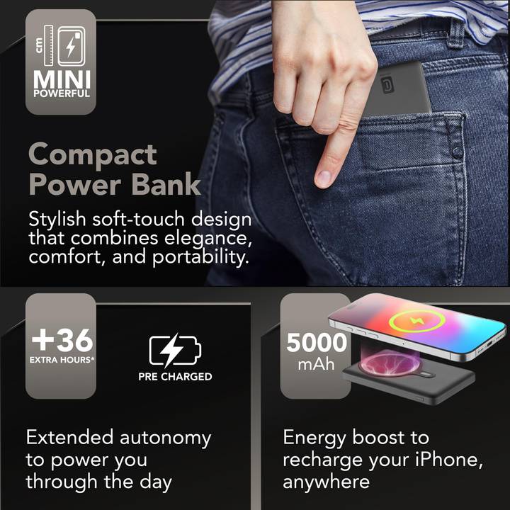 CELLULAR LINE Power Bank Magsafe (5000 mAh, Noir) - Interdiscount