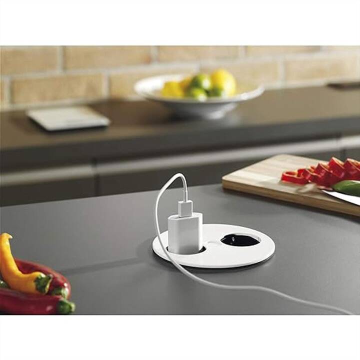 BACHMANN Steckdosenleiste Twist (CEE 7/3 / CEE 7/7, 2 m, Schwarz, Weiss ...