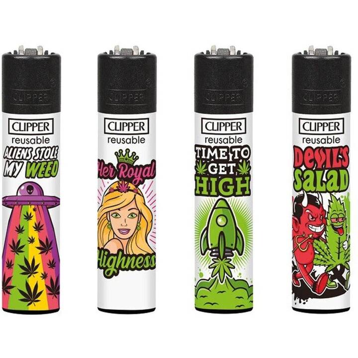 CLIPPER Briquet à gaz Weed (Multicolore, 4 pièce) - Interdiscount