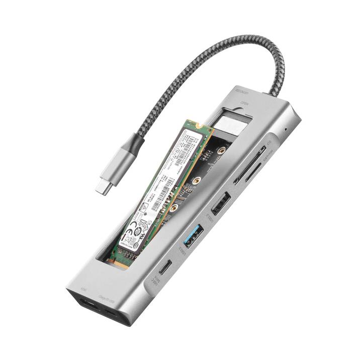 INTERTRONIC Multifunctional USB-C Hub mit M.2 SSD Slot (8 Ports, USB C ...