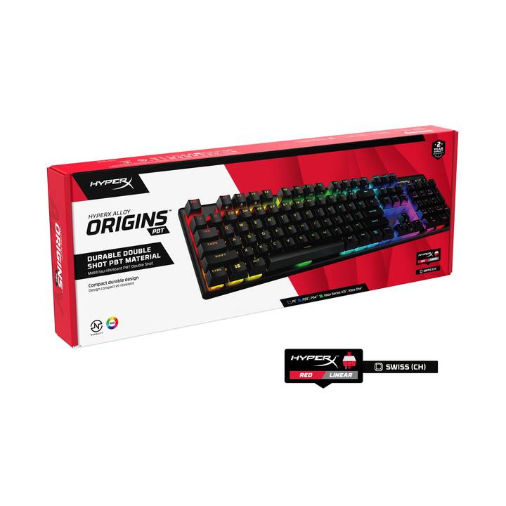 HYPERX Alloy Origins PBT - Red Switch (USB, Suisse, Câble) - Interdiscount