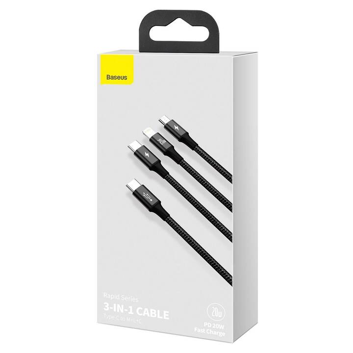 BASEUS Rapid 3-in-1 Câble (USB Typ A, Micro USB Typ A, USB Type C ...