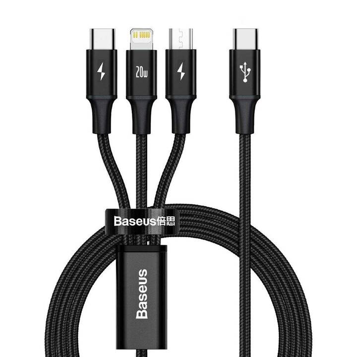 BASEUS Rapid 3-in-1 Câble (USB Typ A, Micro USB Typ A, USB Type C ...