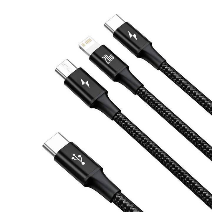 BASEUS Rapid 3-in-1 Câble (USB Typ A, Micro USB Typ A, USB Type C ...