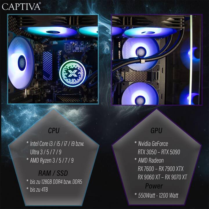 CAPTIVA Highend Gaming R95-397 (AMD Ryzen 7 9800X3D, 32 GB, 2000 GB SSD ...
